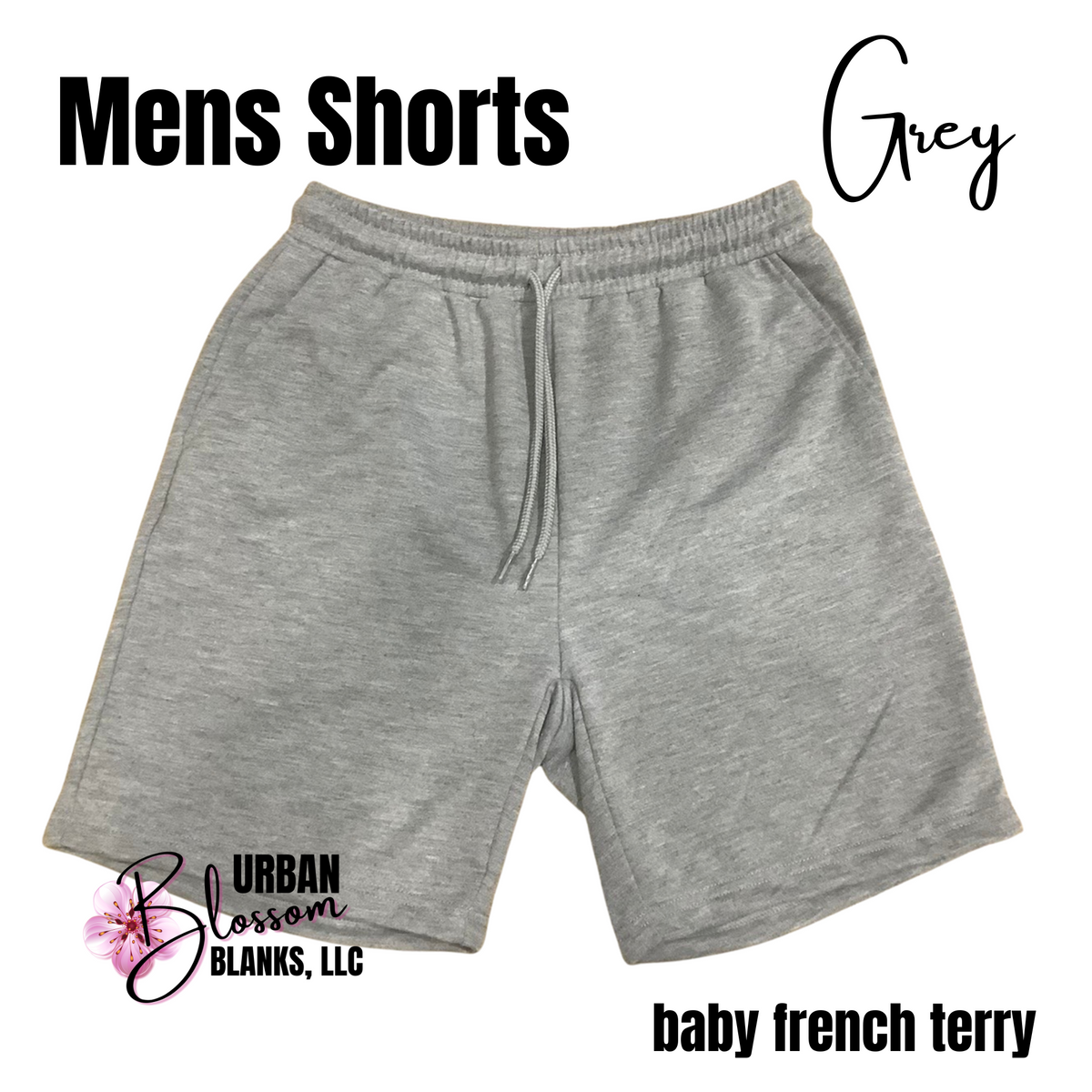 Mens/Unisex Grey Shorts 100% Polyester – Urban Blossom Blanks, LLC